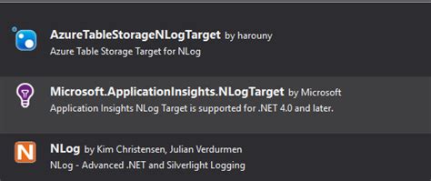 Net Nlog For Logging Using Nlog Api Into Application Insight And Table
