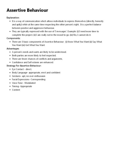 Assertive Behaviour Pdf
