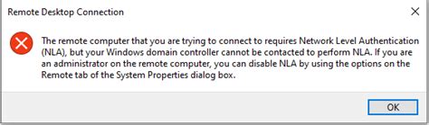 Disabling Nla By Using The Options On The Remote Tab Of The System