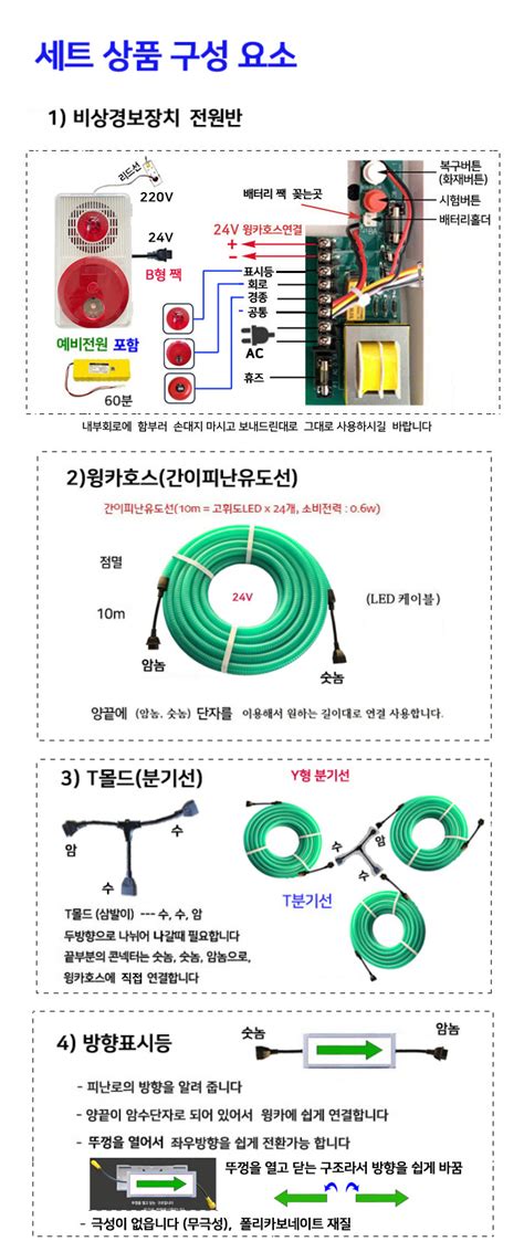 비상경보장치ts 연기감지기 연결형 감지기작동원리 교육정전시 예비배터리 피난유도선연결가능 화재시 자동경보