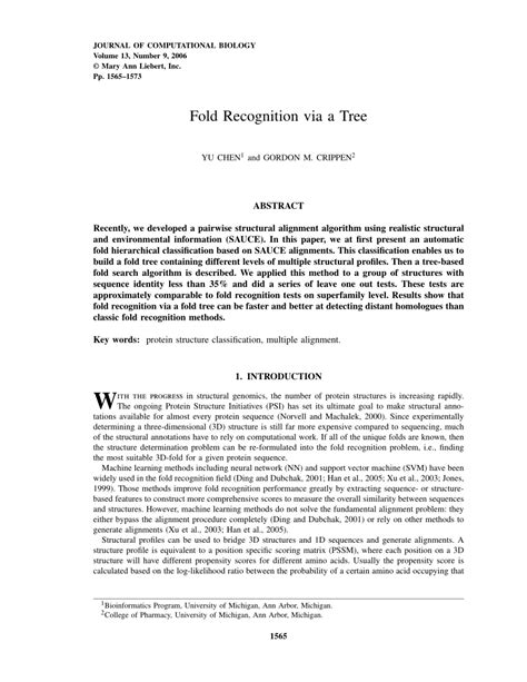 Pdf Fold Recognition Via A Tree