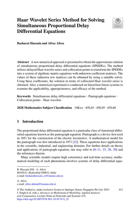 Pdf Haar Wavelet Series Method For Solving Simultaneous Proportional