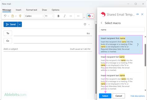 Add Recipient Name To Outlook Email Body Automatically