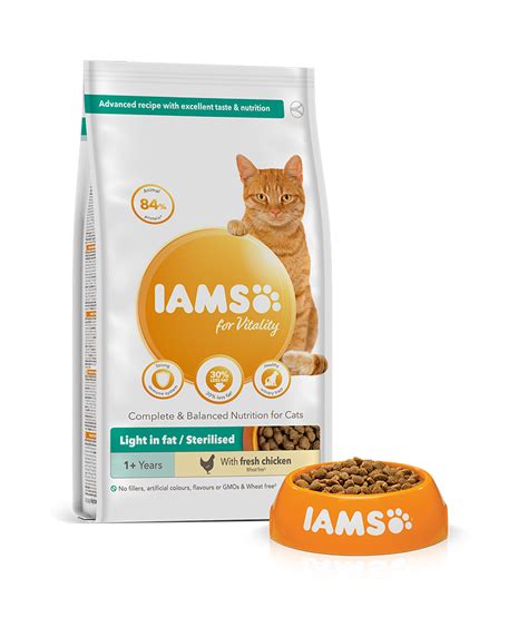 Iams Vitality Light In Fat Sterilised Cat Food With Fresh Chicken 2kg