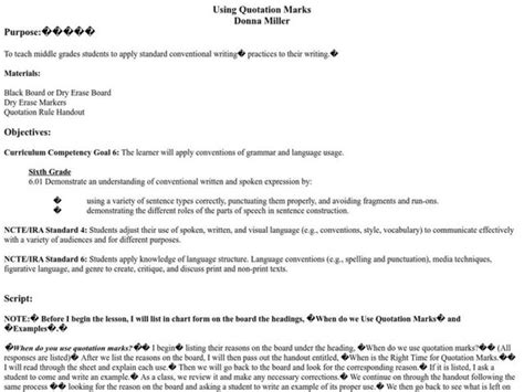 Using Quotation Marks Lesson Plan For 6th 9th Grade Lesson Planet