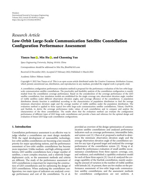 Pdf Low Orbit Large Scale Communication Satellite Constellation Configuration Performance