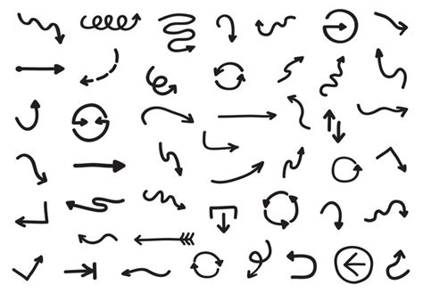 손으로 그린 화살표 설정 프리미엄 벡터