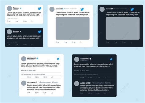 Twitter Tweet And Reply Vector Template Mock Up Dark Flat Post Png