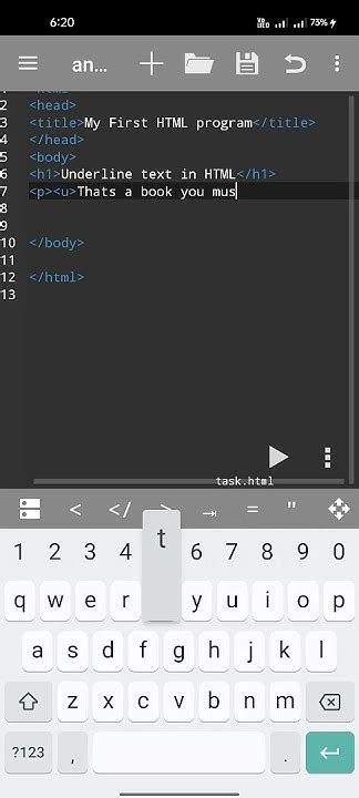 Learn Html Code On Mobile Underline Tag In Html Shorts Short Learnhtml Learncoding Youtube