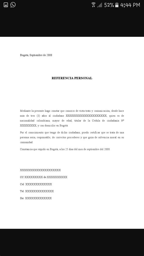 Formato Carta De Referencia Personal Pdf Images
