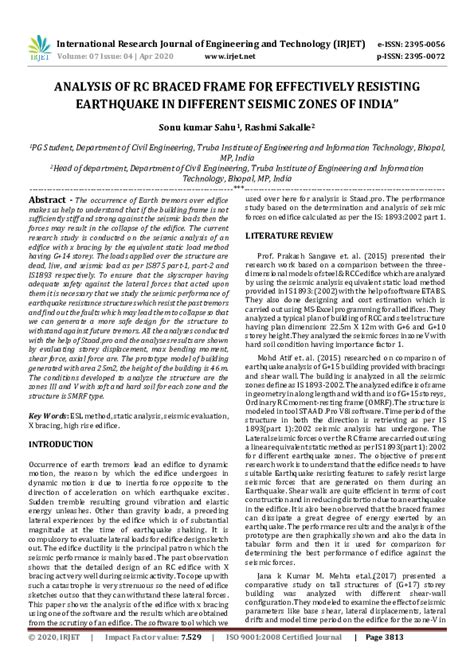 Pdf Analysis Of Rc Braced Frame For Effectively Resisting Earthquake