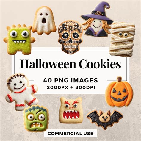 40 Halloween Cookies Clipart Pack Instant Download 40 Spooky Sweet