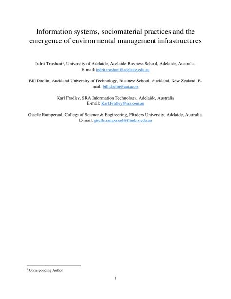 Pdf Information Systems Sociomaterial Practices And The Emergence Of Environmental Management