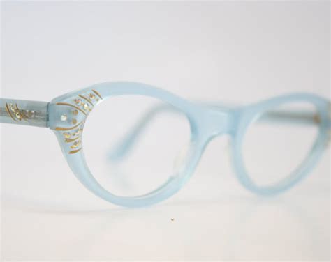 Blue Rhinestone Cat Eye Glasses Vintage Cateye Frames Etsy