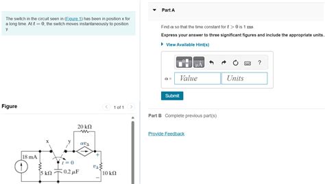 Solved The Switch In The Circuit Seen In A Long Time At Chegg Com