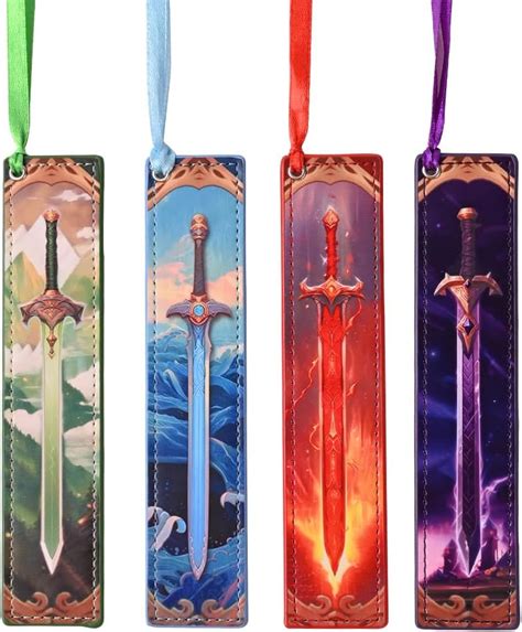 Zqzymxq 4pcs Leather Sword Bookmarks For Men Cool Fantasy