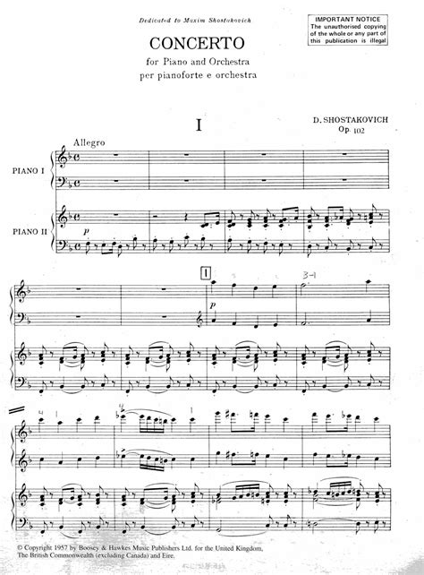 Pdf Shostakovich Piano Concerto No 2 Op 102 1 Allegro 2 Pianos
