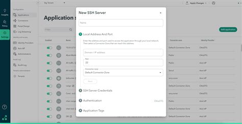 adding an ssh server application