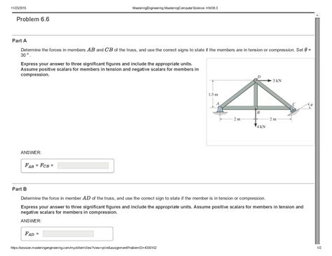 Solved Determine The Force In Member Ab And Cd Of The Truss