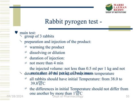 Screening Methods In Pharmqacology Pyrogen Testing Topicpptx