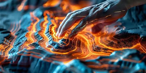 Hand Manipulating Holographic Geological Layers In Digital Earth