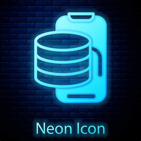 Glowing Neon Cloud Technology Data Transfer And Storage Icon Isolated On Brick Wall Background