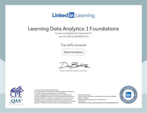 Dataanalytics Continuouslearning Linkedinlearning Sabareesh R