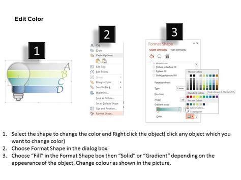 0115 Four Staged Bulb With Alphabet Diagram Powerpoint Template PowerPoint Slide Presentation