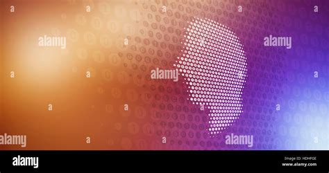 Face Made From Binary Code Over Colored Background Stock Photo Alamy