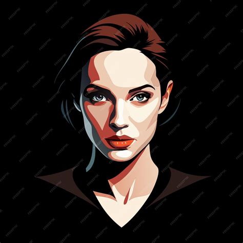 Minimalist Flat White Illustration Of A Headshot Of Angelina Jolie