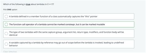Solved Which Of The Following Is True About Lambdas In