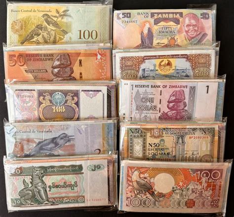 World 10 X 100 Different 1000 Banknotes Various Dates
