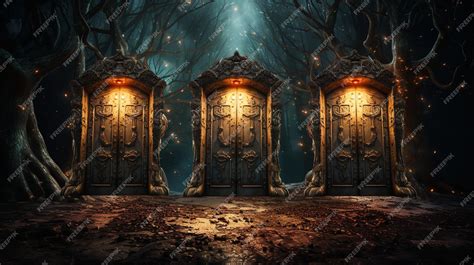 Premium Ai Image Imaginary Fantasy Scene Of Locked Doors Featuring