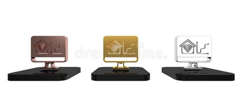 Colorful Computer Monitor With Smart Home With Wi Fi Icon Isolated On White Background Remote