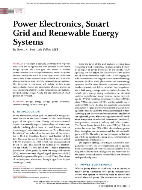 Power Electronics Smart Grid And Renewable Energy Systems Pdf Photovoltaics Power Electronics