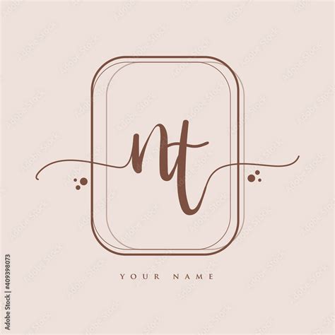 Nt Initial Handwriting Logo Hand Lettering Initials Logo Branding