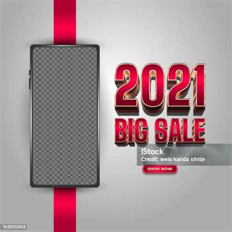 새해 2021 판매 포스터 또는 우아한 빨간색 텍스트와 스마트 폰 모형과 배너 2021년에 대한 스톡 벡터 아트 및 기타 이미지 2021년 3차원 형태 고객 참여