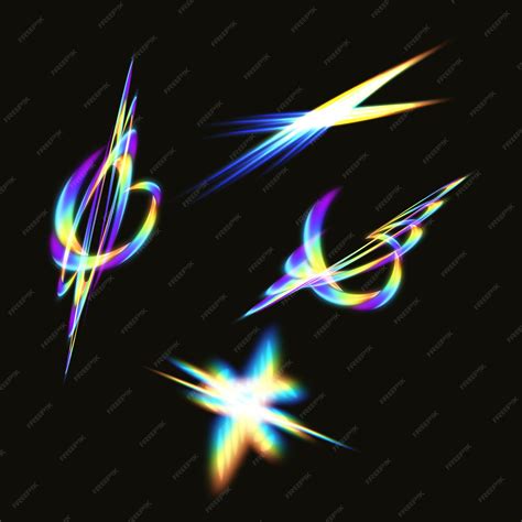 광학 렌즈 무지개 플레어 효과 벡터 일러스트 레이 션 프리미엄 벡터