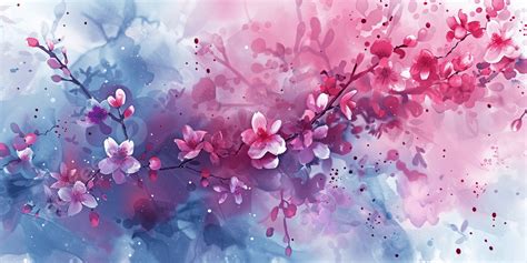 섬세한 핑크색과 보라색 꽃을 특징으로 하는 꽃 예술 작품 페인트 등 꽃들 핑크 꽃 배경 일러스트 및 사진 무료 다운로드 Pngtree