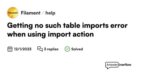 Getting No Such Table Imports Error When Using Import Action Filament