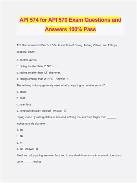 API For API Exam Questions And Answers Pass API Stuvia US