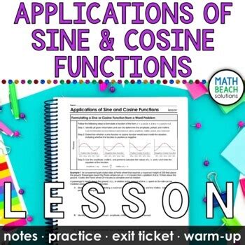Applications Of Sine And Cosine Functions Lesson By Math Beach Solutions