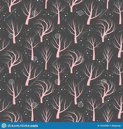 Naked Trees With Snow Seamless Pattern Stock Vector Illustration Of Birch Forest 193225681