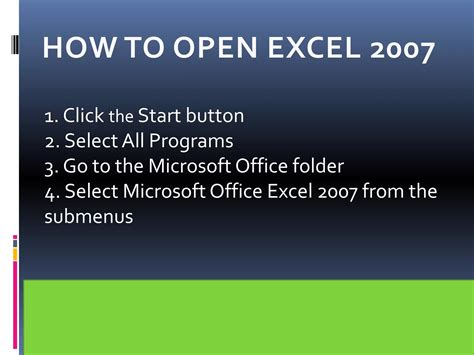 Microsoft Excel 2007 Ppt
