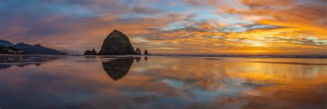 Cannon Beach Sunset Super Wide Panorama Cannon Beach Oregon Craig