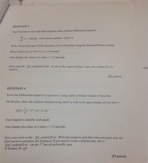 Solved Question 3 Use Simulink To Solve The Following First