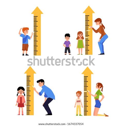 자식 높이 측정 차트 집합 스톡 벡터로열티 프리 1674337054