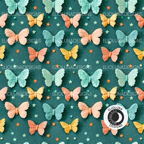 3d Butterfly Pattern Digital Paper Butterfly Star Pattern Seamless Butterfly Digital Download