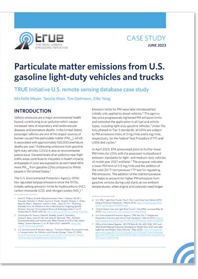 Particulate Matter Emissions From Us Gasoline Light Duty Vehicles And Trucks The Real Urban