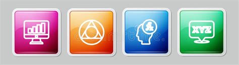 set line computer monitor with graph chart triangle math function mathematical symbol and xyz